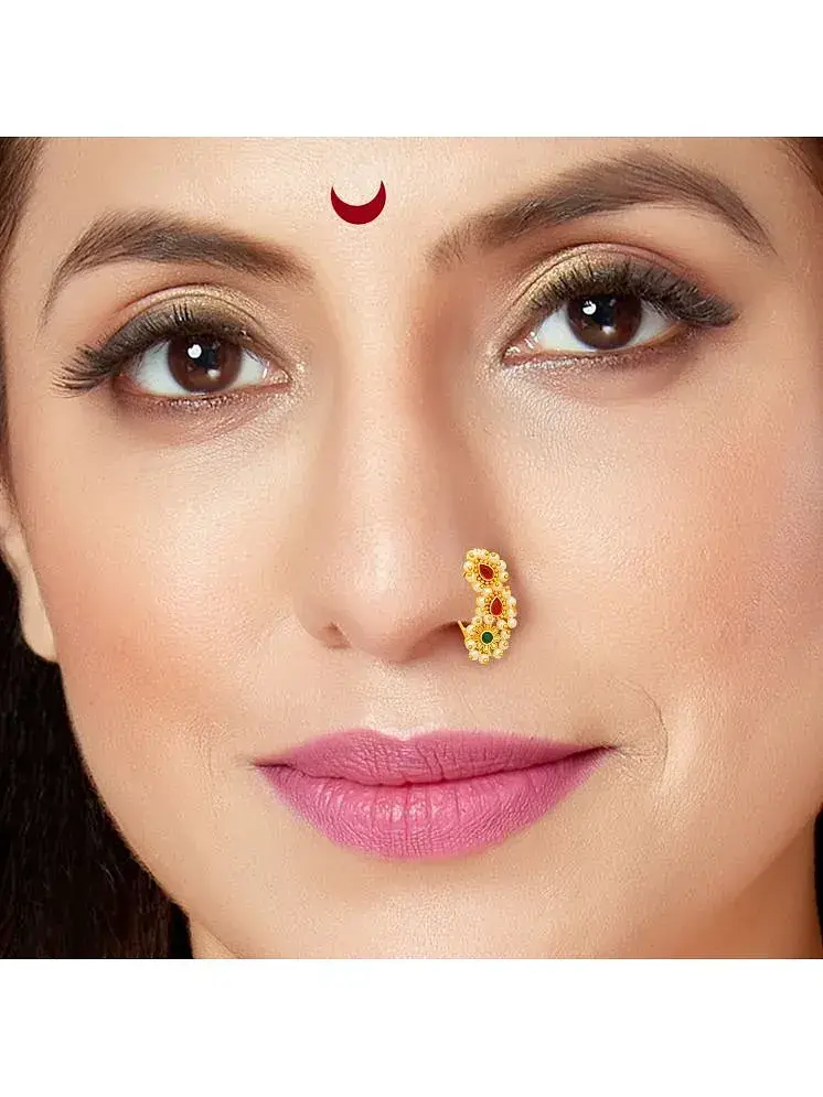 Marathi style gold nose ring store